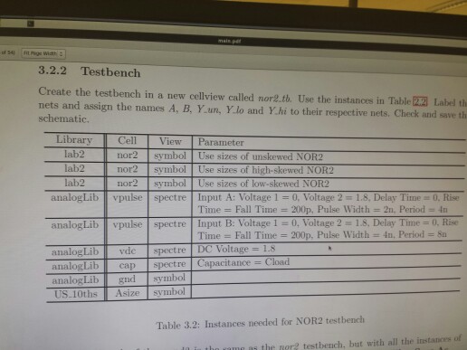 3.2.2 Testbench Create the testbench in a new | Chegg.com