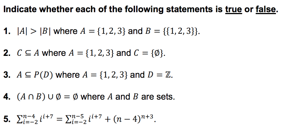 Solved Indicate whether each of the following statements is | Chegg.com