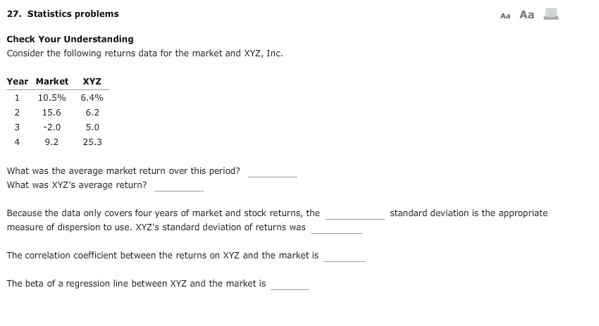 Solved Statistics problems Check Your Understanding | Chegg.com