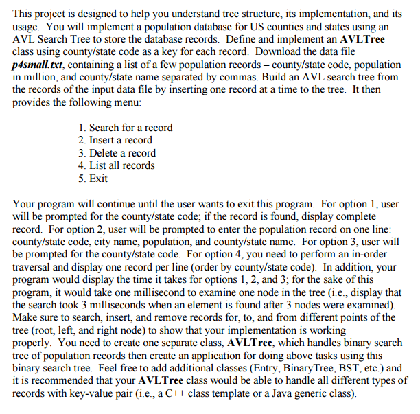 Solved This project is designed to help you understand tree | Chegg.com