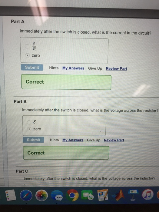 Part A Immediately after the switch is closed, what | Chegg.com