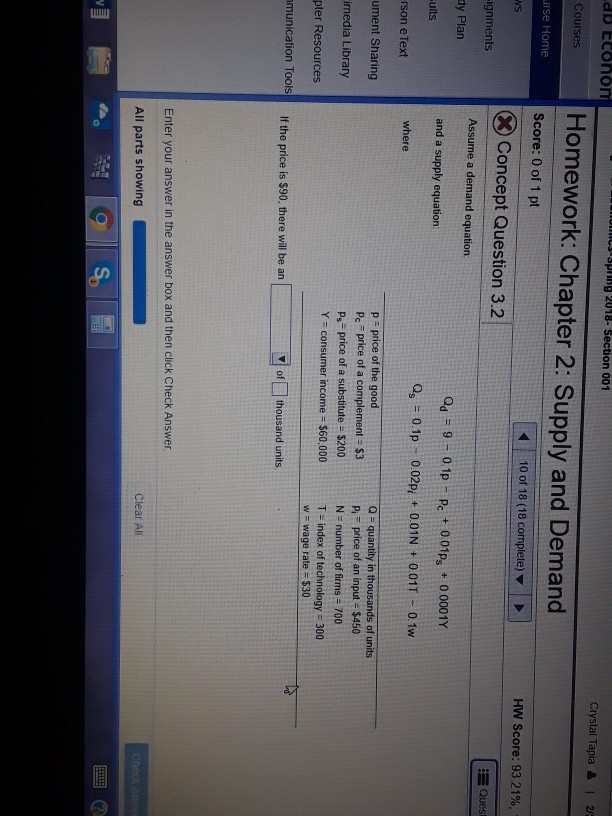 Solved imu3 spHNg 2018- Section 001 ab Ecohom Crystal Tapia | Chegg.com