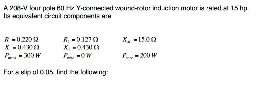 Solved a) The line current b) The stator copper losses c) | Chegg.com