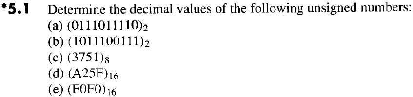 Solved Determine the decimal values of the following | Chegg.com