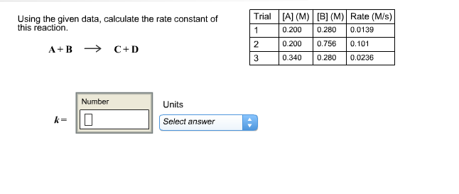 Solved: Using The Given Data, Calculate The Rate Constant ... | Chegg.com