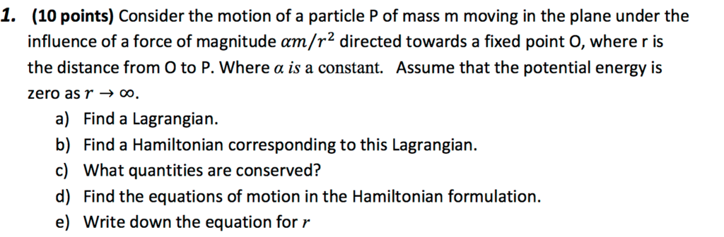 Solved 1. (10 points) Consider the motion of a particle P of | Chegg.com