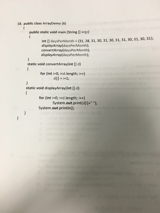 Solved Public class ArrayDemo public static void main | Chegg.com