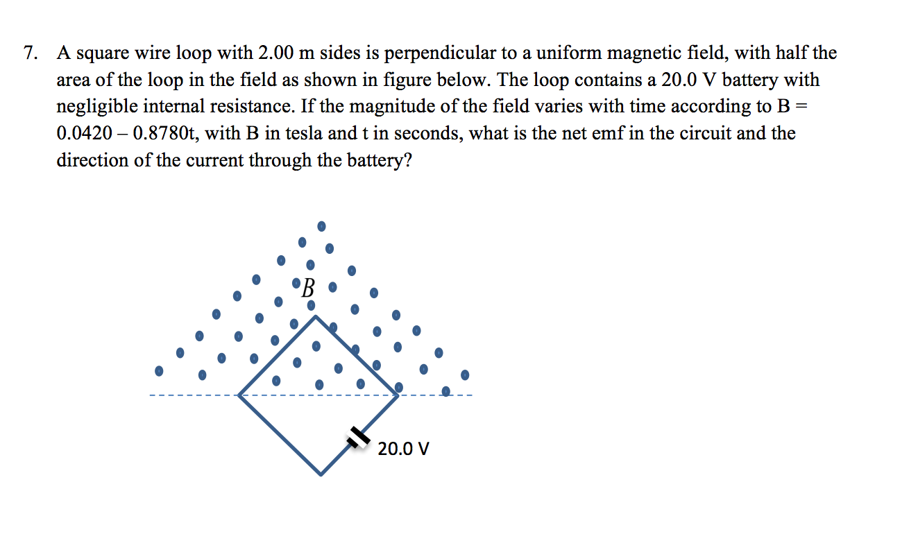 Solved A square wire loop with 2.00 m sides is perpendicular | Chegg.com