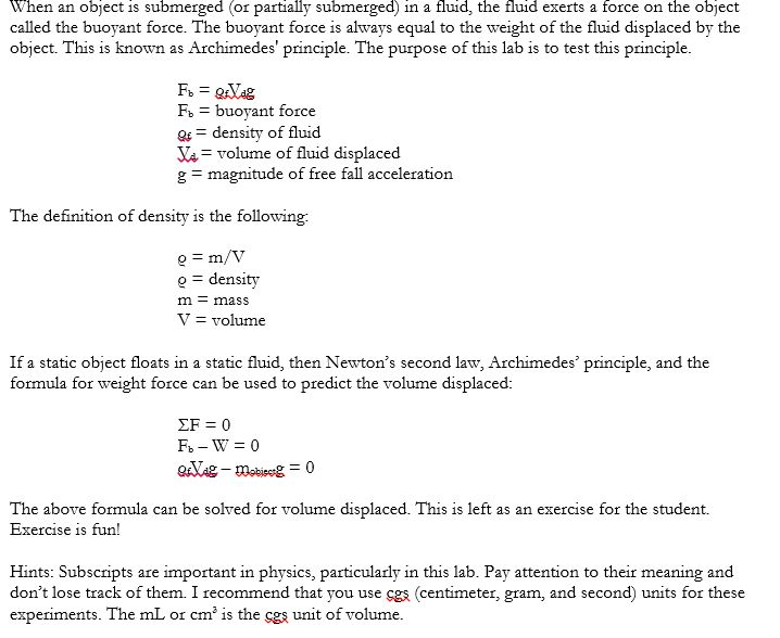 Solved When an object is submerged (or partially submerged) | Chegg.com