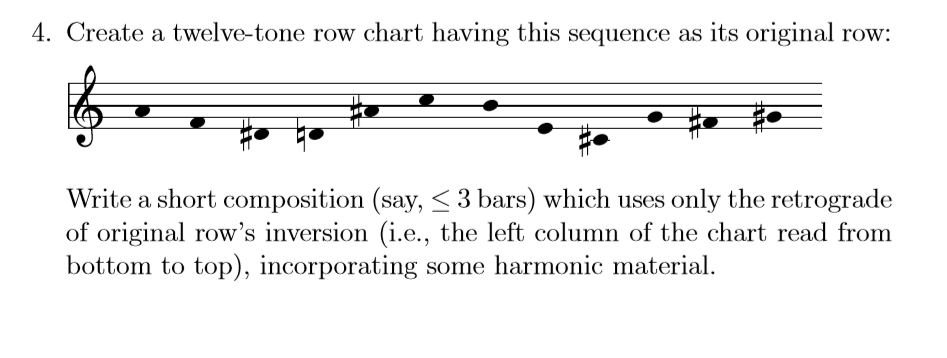Solved 4. Create a twelve-tone row chart having this | Chegg.com
