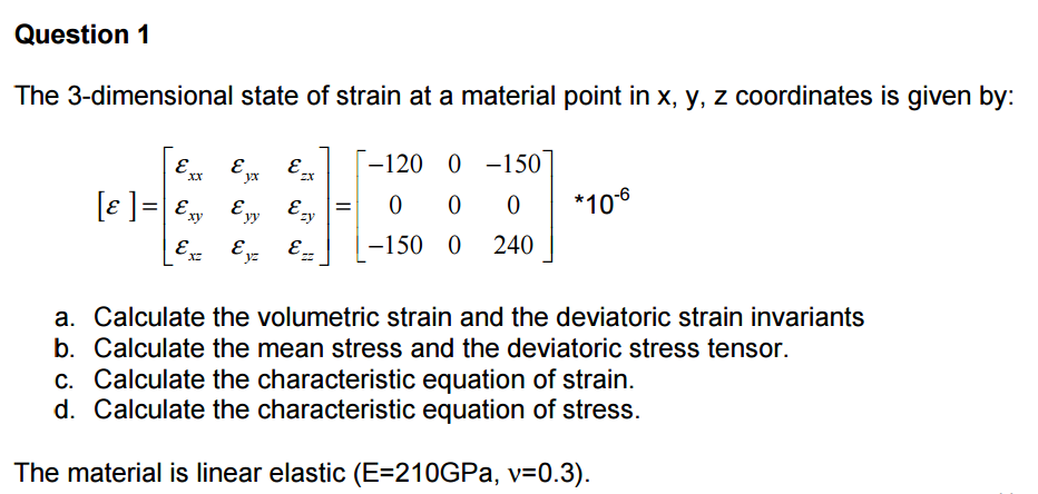 Solved Solid Mechanics - The 3-dimensional state of strain | Chegg.com