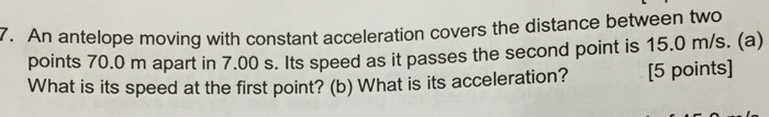 Solved 7 An Antelope Moving With Constant Acceleration