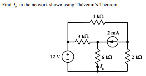Solved Find I0 in the network shown using Thevenin's | Chegg.com