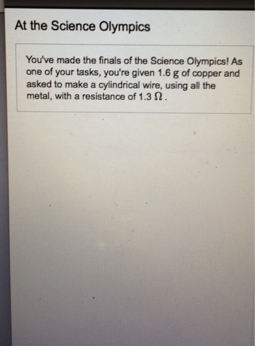 Solved At the Science Olympics You've made the finals of the | Chegg.com