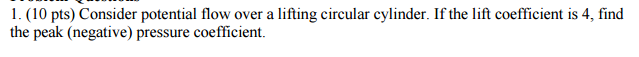 Solved Consider potential flow over a lifting circular | Chegg.com
