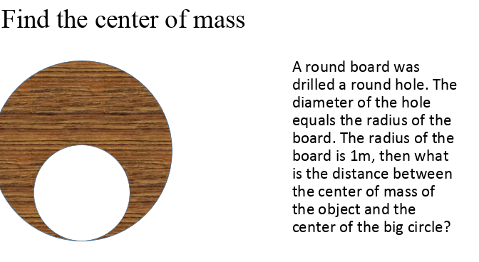 Solved Find the center of mass A round board was drilled a | Chegg.com