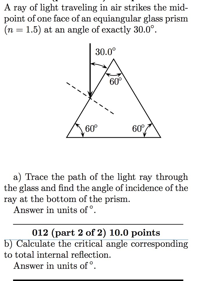 Solved A ray of light traveling in air strikes the midpoint | Chegg.com