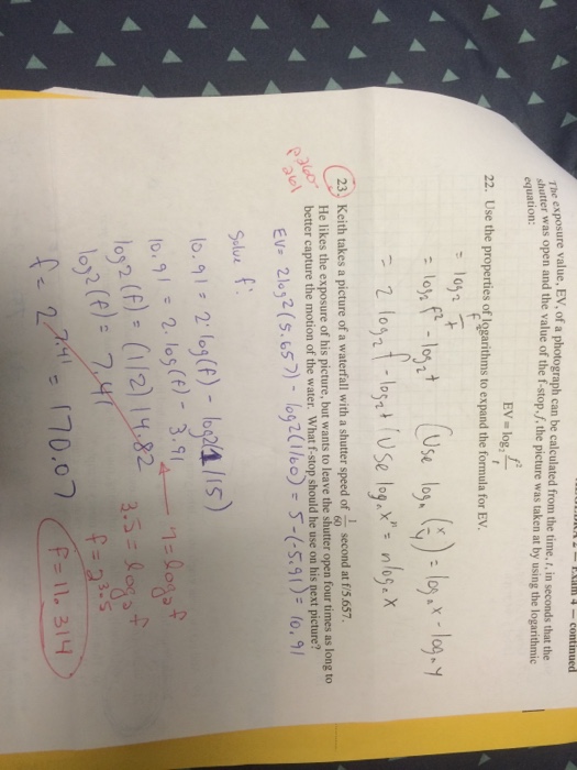 Solved osure value, EV, of a photograph can be calculated | Chegg.com