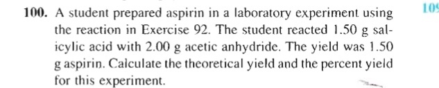 Solved A student prepared aspirin in a laboratory experiment | Chegg.com