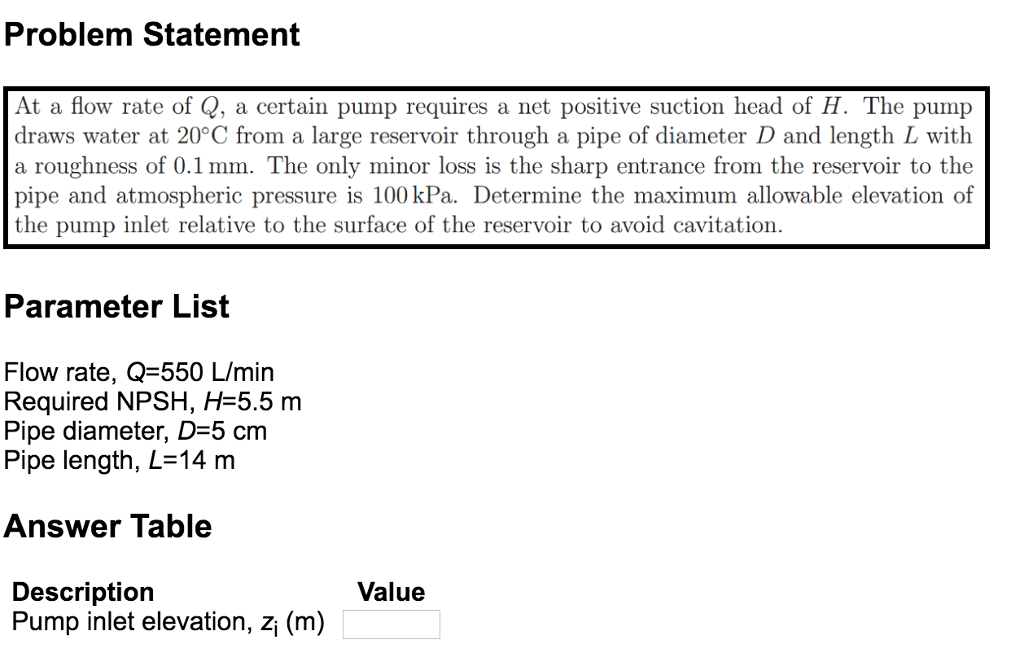 Solved Problem Statement At a flow rate of Q, a certain pump | Chegg.com