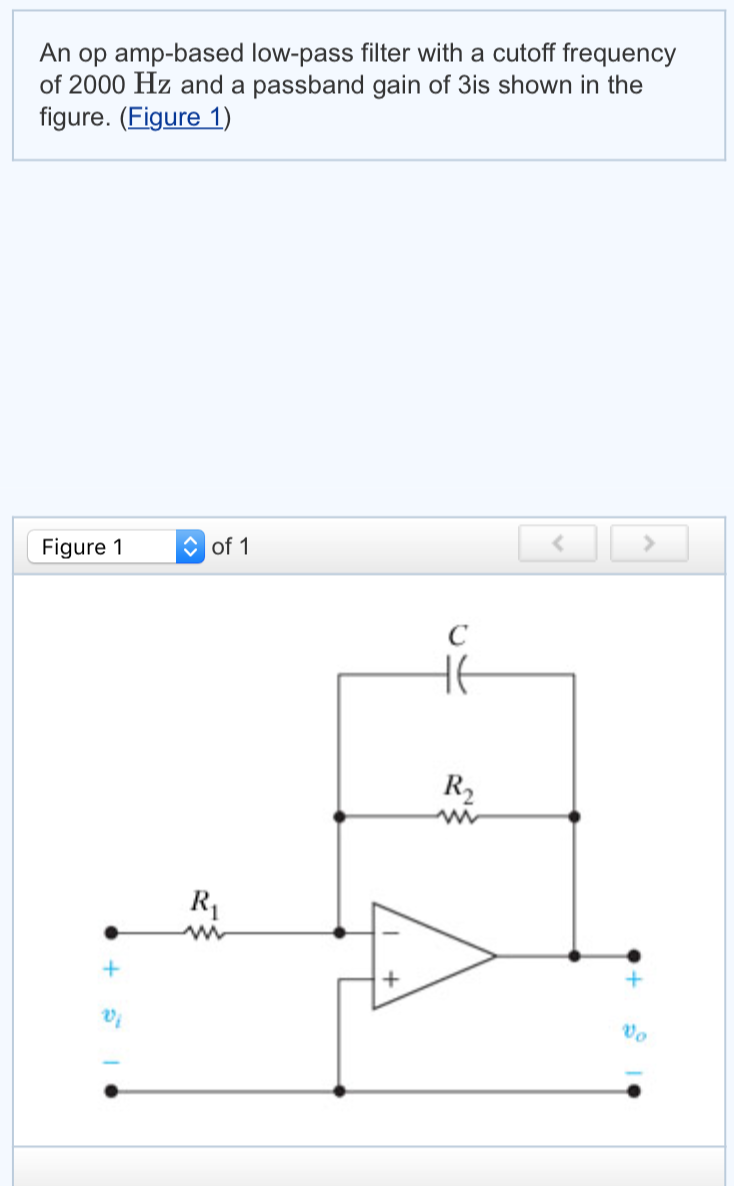 Solved An op amp-based low-pass filter with a cutoff | Chegg.com