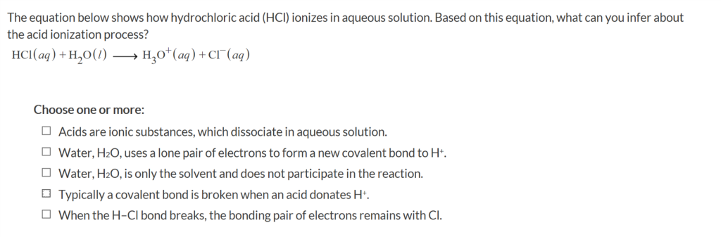 Solved The equation below shows how hydrochloric acid (HCI) | Chegg.com