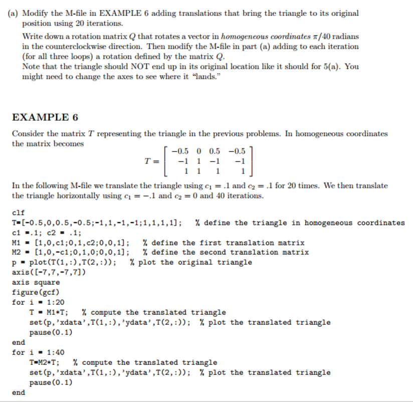 Solved Modify the M-file in EXAMPLE 6 adding translations | Chegg.com Solved Modify the M-file in EXAMPLE 6 adding translations | Chegg.com