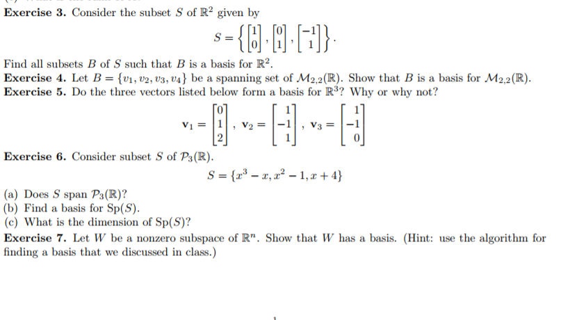 Solved Exercise 3. Consider the subset S of R2 given by Find | Chegg.com