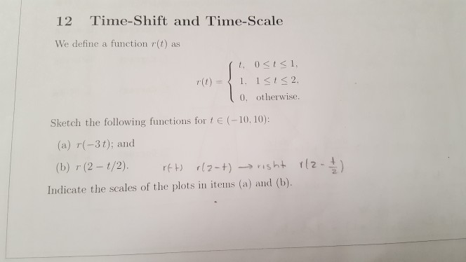 Solved 12 Time-Shift and Time-Scale We define a function | Chegg.com