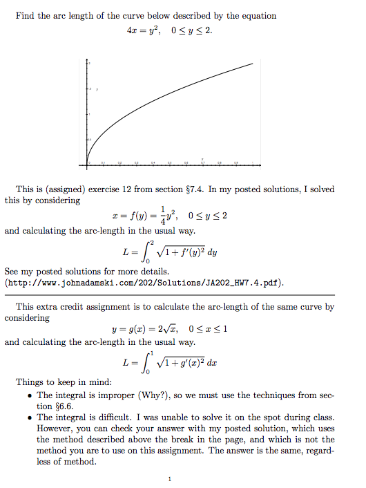 Solved Find the arc length of the curve below described by | Chegg.com