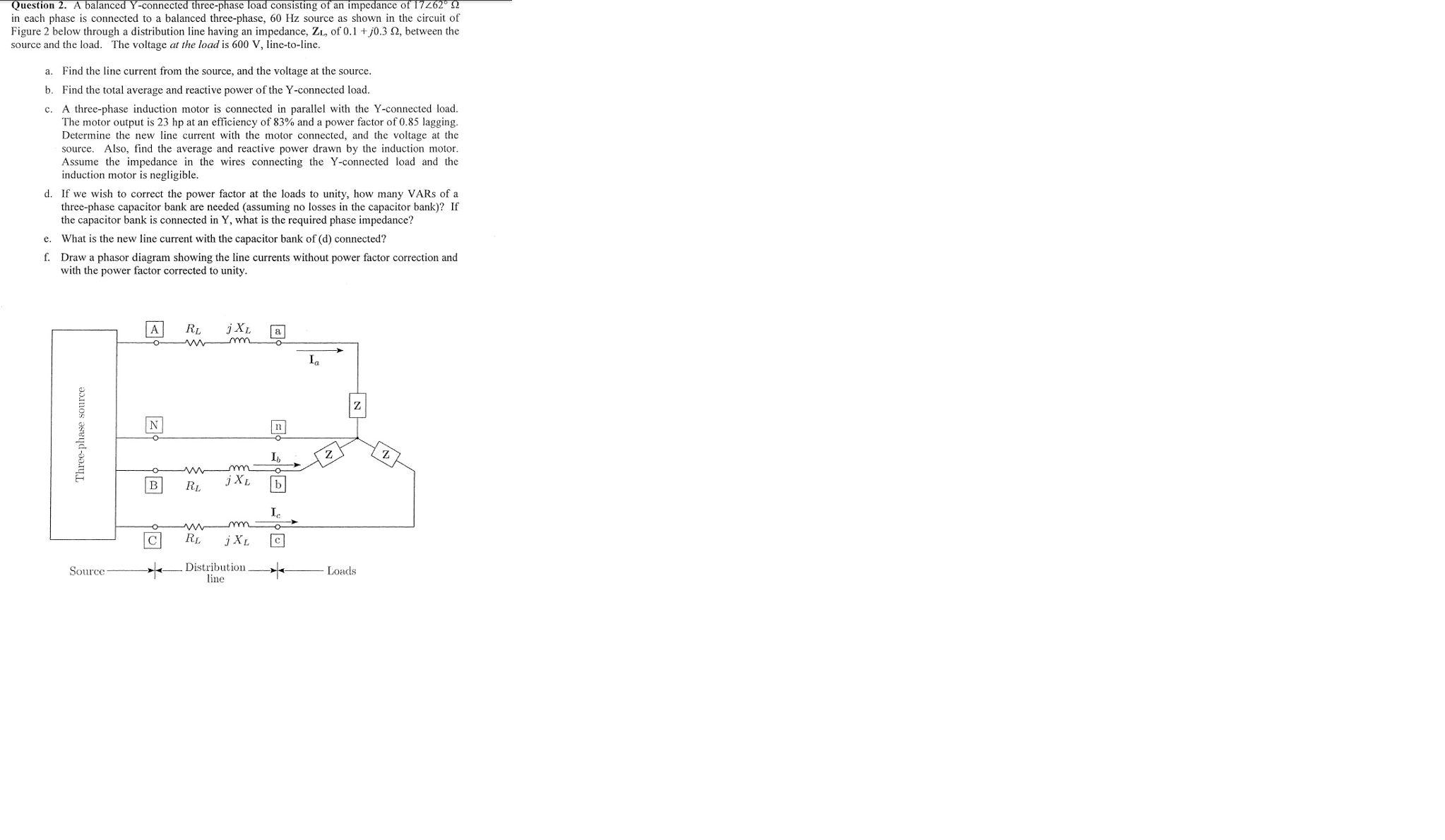 Solved A balanced Y-connected three-phase load consisting of | Chegg.com