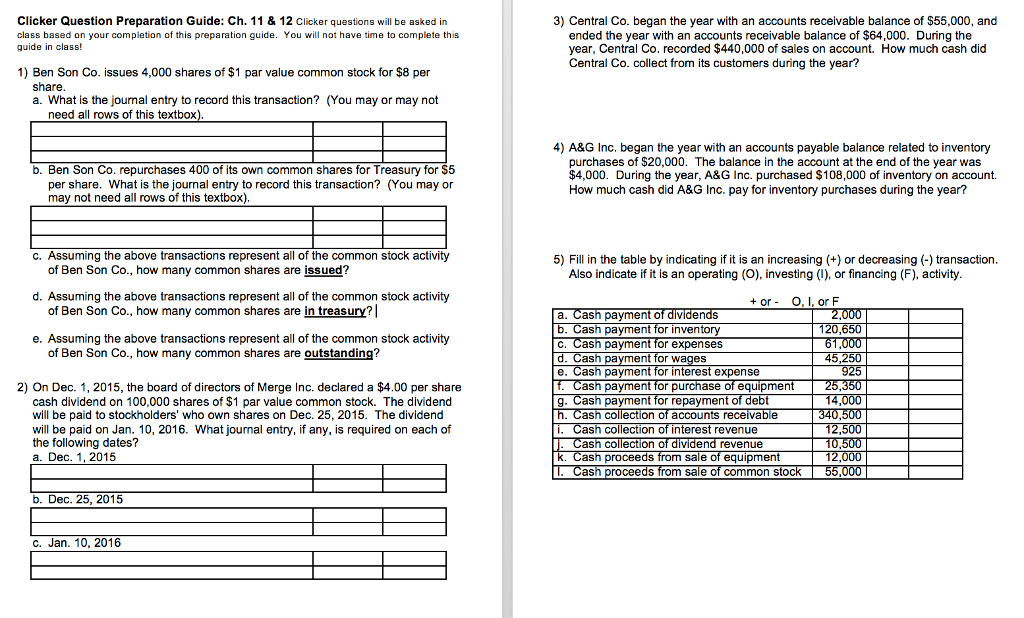 Solved Clicker Question Preparation Guide: Ch. 11 & 12 | Chegg.com