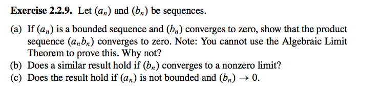 Solved Exercise 2.2.9. Let (an) and (bn) be sequences. (a) | Chegg.com