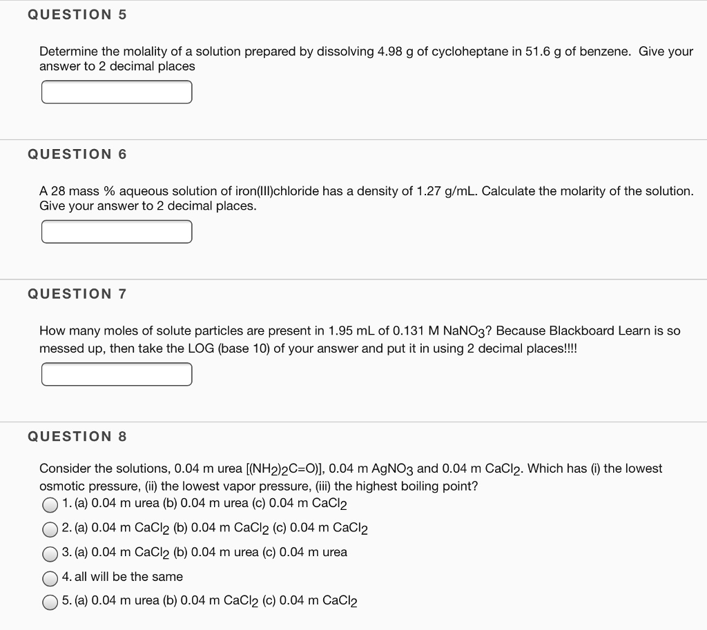 Solved Determine the molality of a solution prepared by | Chegg.com
