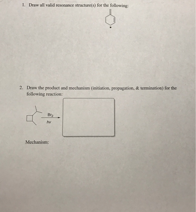 Solved Draw all valid resonance structure(s) for the | Chegg.com
