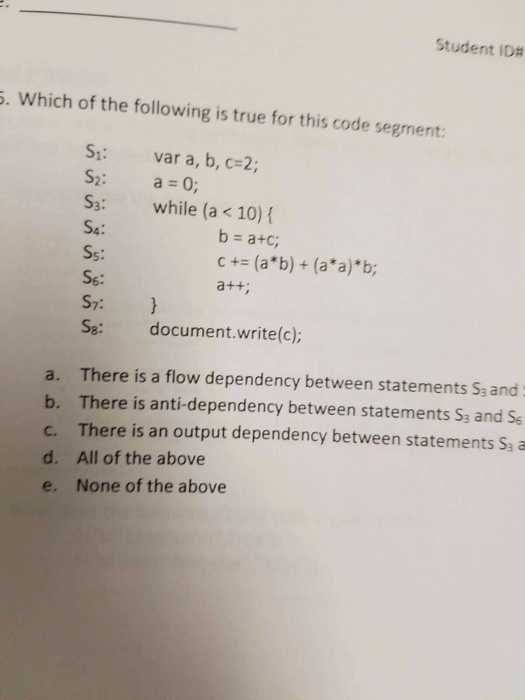 Solved Which of the following is true for this code segment: | Chegg.com