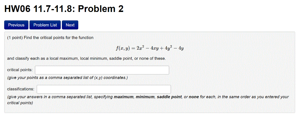 Solved Previous Problem List Next (1 point) Find the | Chegg.com