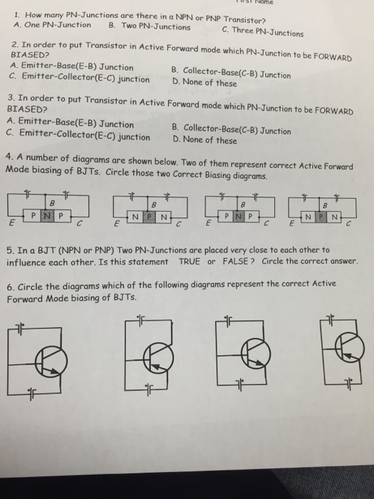 Solved 1, How many PN-Junctions are there in a NPN or PNP | Chegg.com