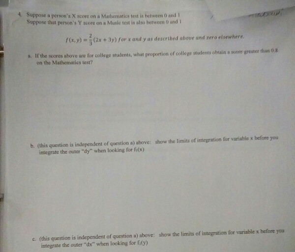 Solved 4. Suppose a person's X score on a Mathematics test | Chegg.com