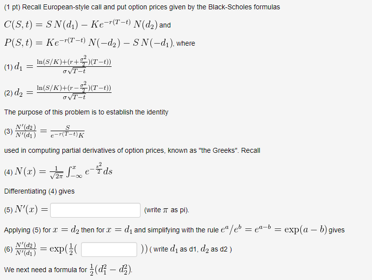 Solved (1 pt) Recall European-style call and put option | Chegg.com