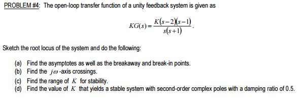 Solved The open-loop transfer function of a unity feedback | Chegg.com