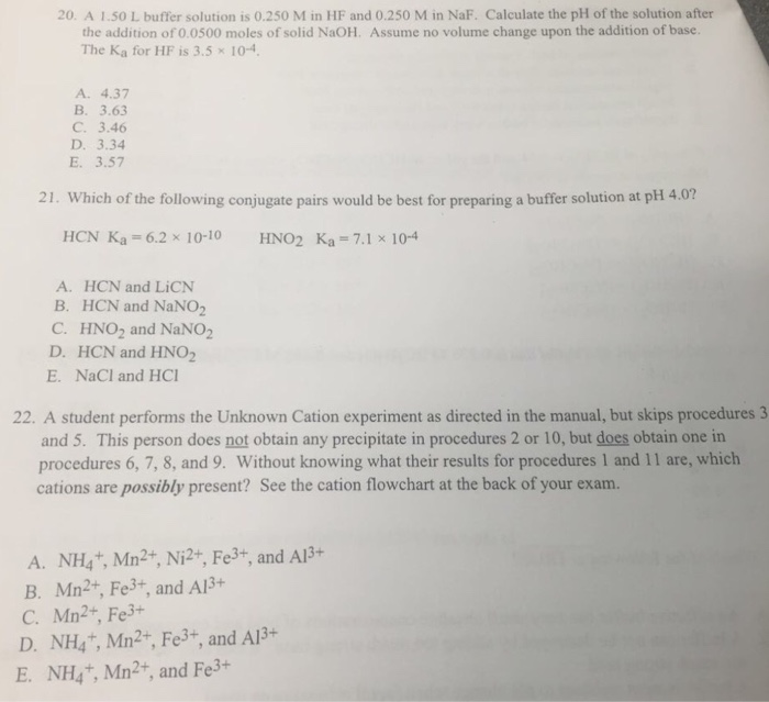 Solved A 1.50 L buffer solution is 0.250 M in HF and 0.250 M | Chegg.com