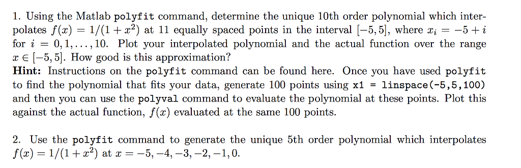 Solved Using the Matlab polyfit command, determine the | Chegg.com