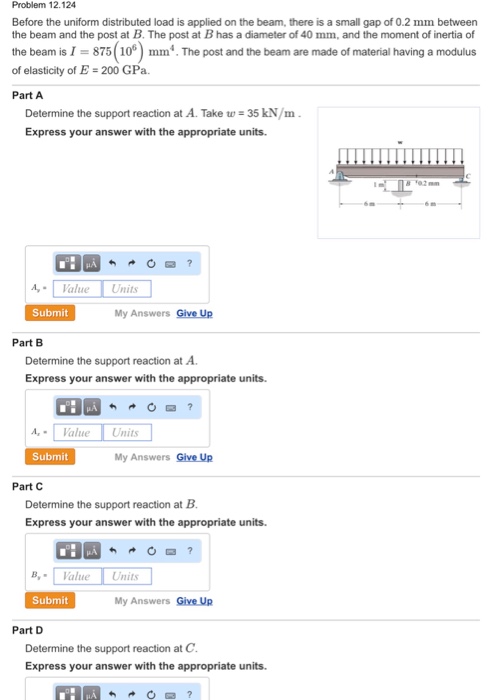 Solved Before the uniform distributed load is applied on the | Chegg.com