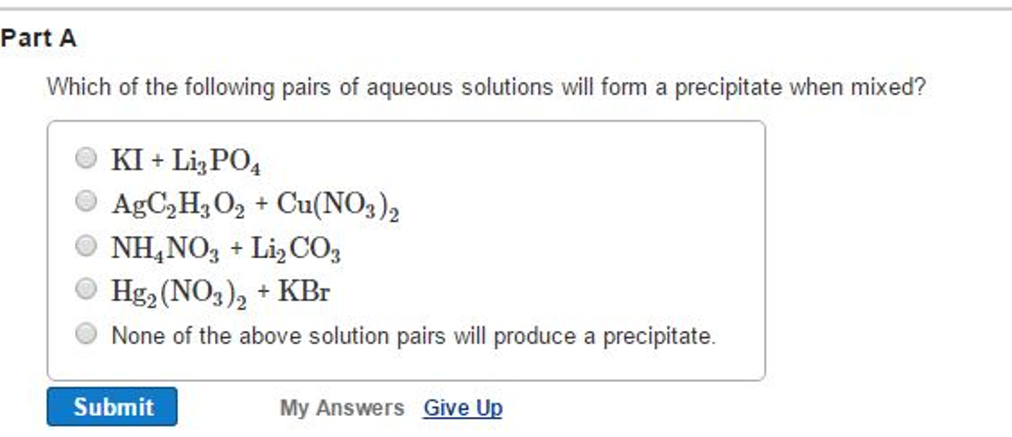 Solved Which of the following pairs of aqueous solutions | Chegg.com