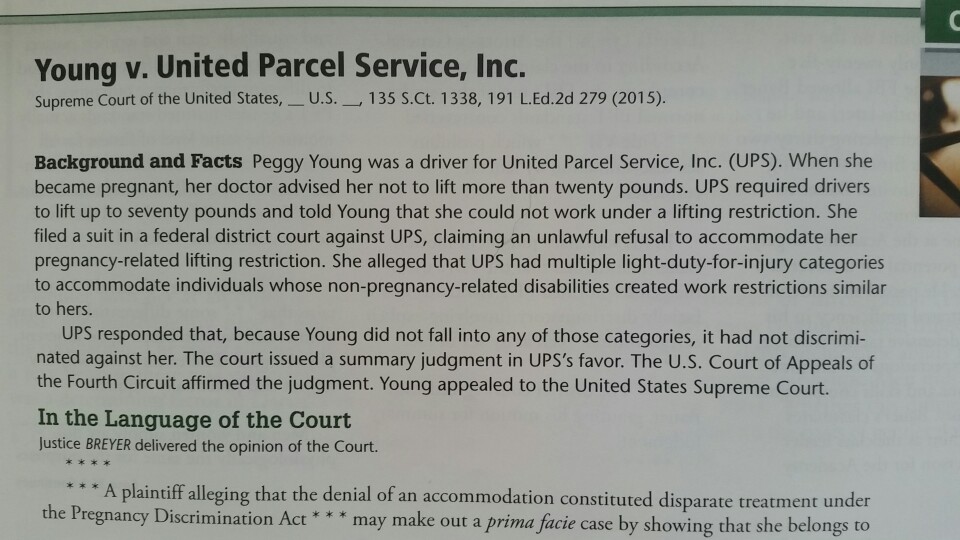 Solved Young v. United Parcel Service, Inc. Supreme Court of | Chegg.com