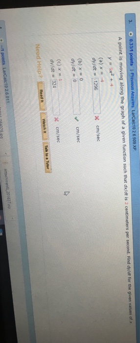 Solved A point is moving along the graph of a given function | Chegg.com