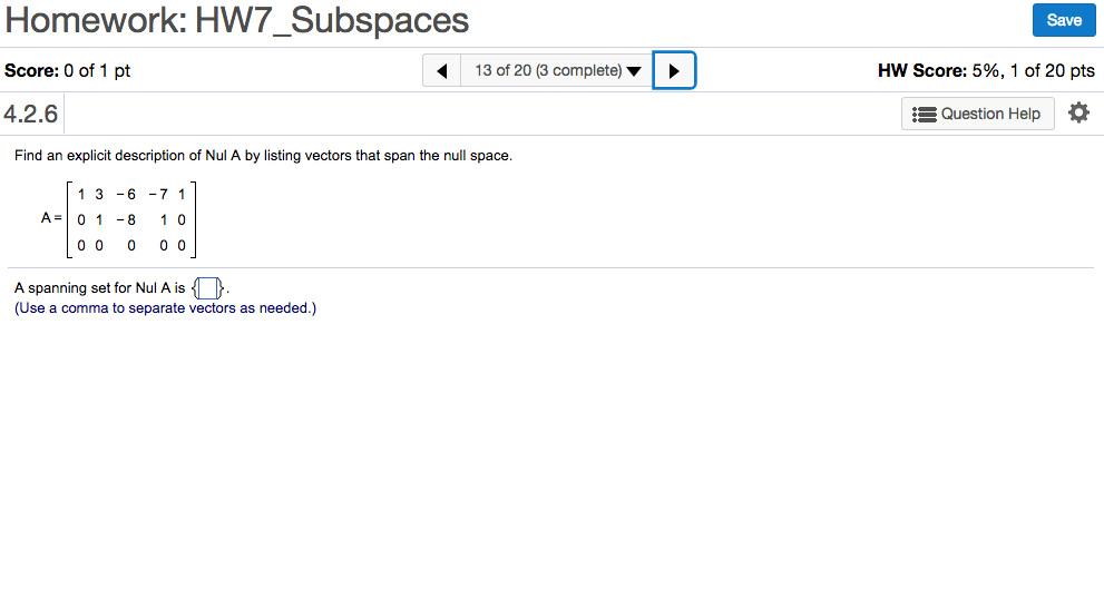 Solved Find an explicit description of Nul A by listing | Chegg.com