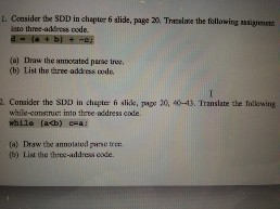 Solved t. Coosider the SDD in chapter 6 slide, page 20 | Chegg.com