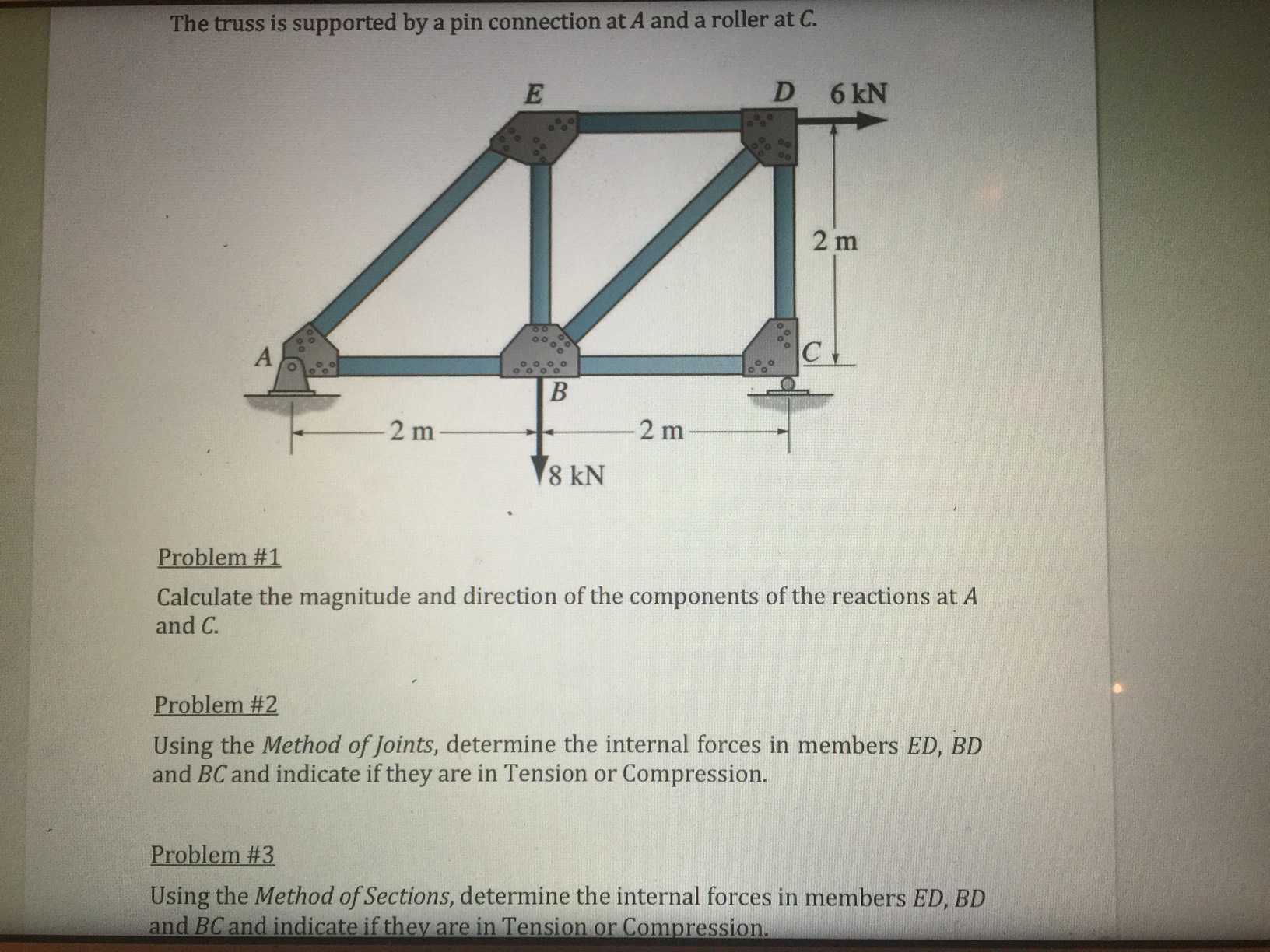 Solved The truss is supported by a pin connection at A and a | Chegg.com